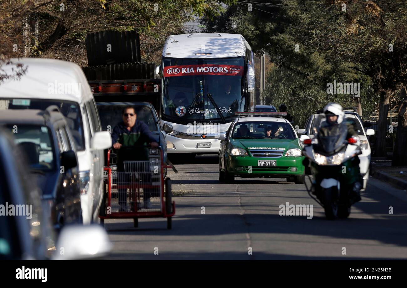A bus carrying Mexico's national soccer team players arrives to "La ...