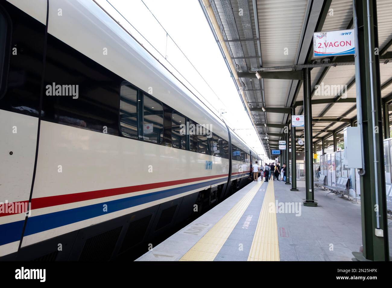 Turkish train ready to depart from Ankara central train station ...