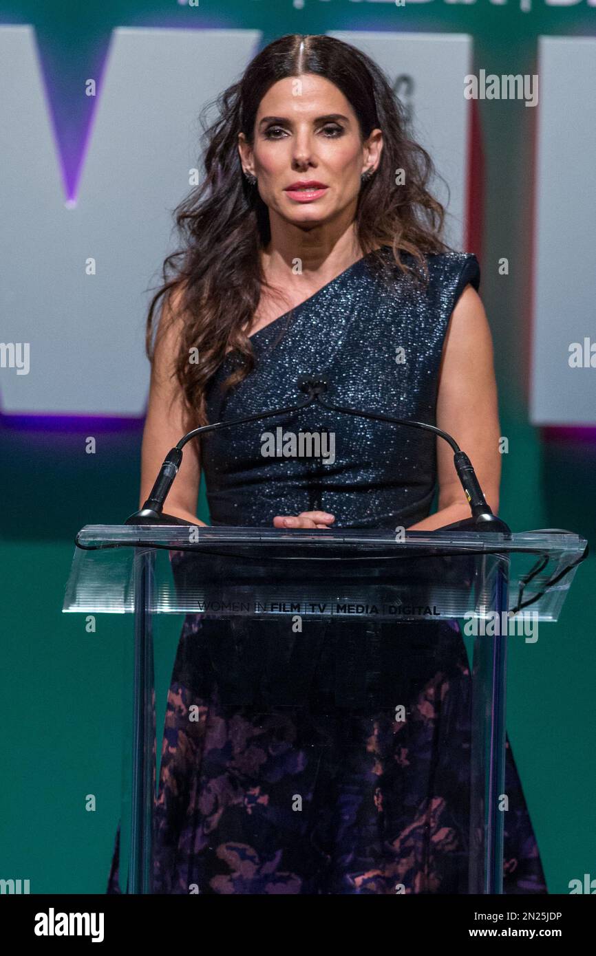 Sandra Bullock speaks at the Women in Film 2015 Crystal + Lucy Awards ...
