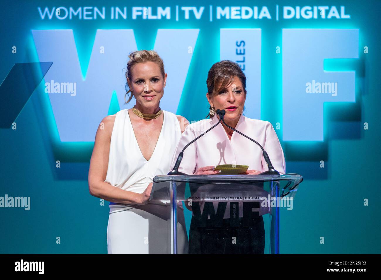Maria Bello, left, and President of Women In Film, Los Angeles, Cathy ...