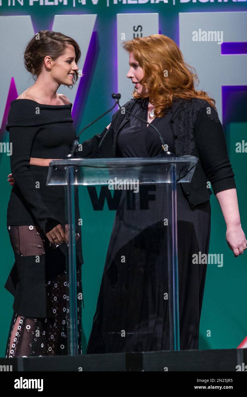 Actress Kristen Stewart, left, and writer Stephenie Meyer speak at the ...