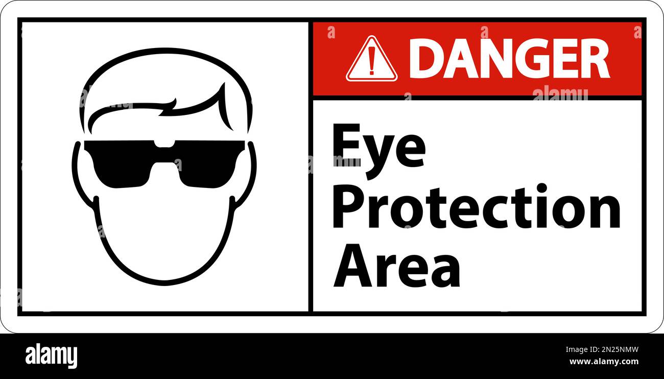 Danger Eye Protection Area Symbol Sign On White Background Stock Vector ...