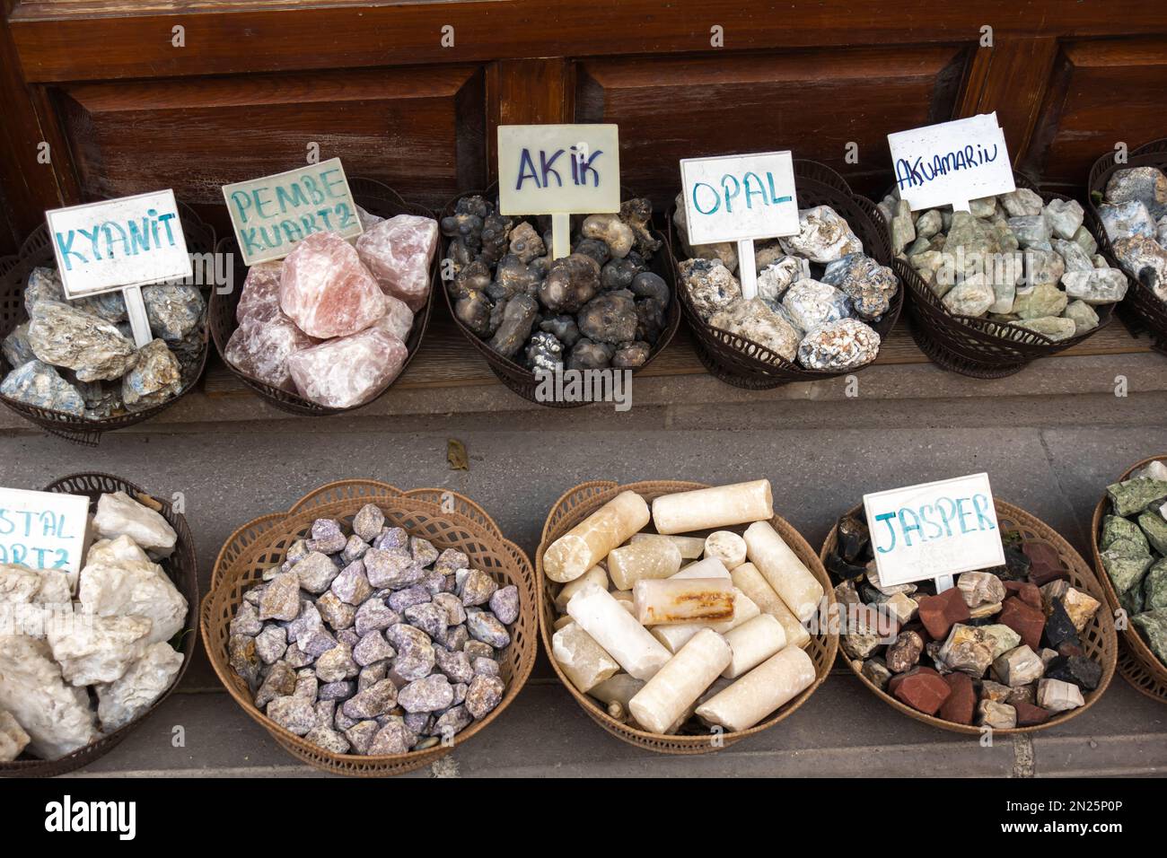 Gemstones sold at ankara street market jasper hi-res stock photography ...