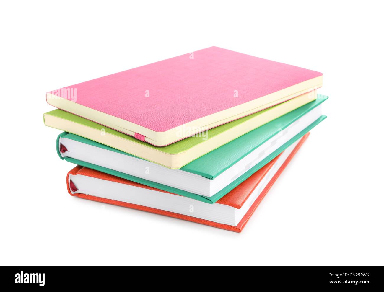 Stack of colorful notebooks isolated on white. School stationery Stock ...