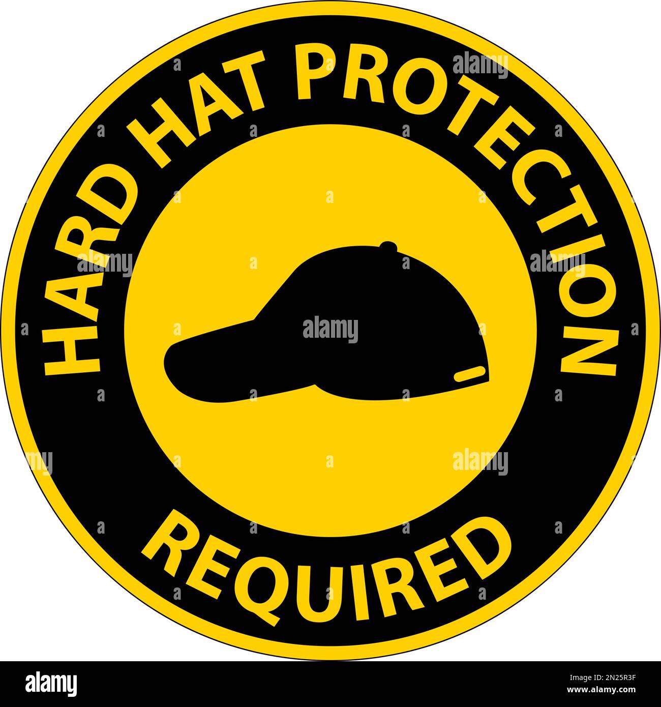 Hard Hat Protection Required Area Sign On White Background Stock Vector ...