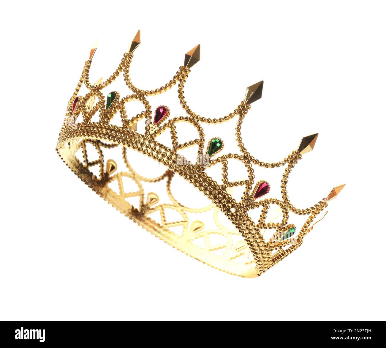 Beautiful golden crown on white background. Fantasy item Stock Photo ...