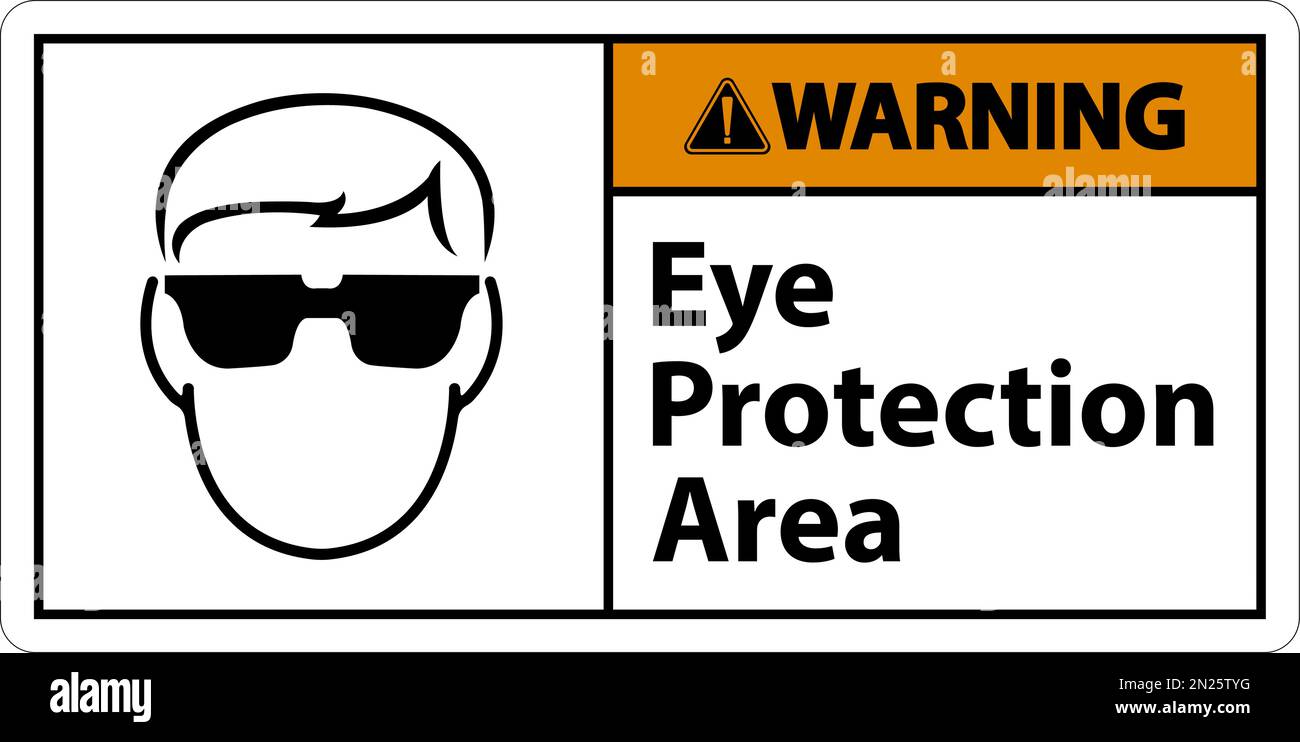 Warning Eye Protection Area Symbol Sign On White Background Stock ...