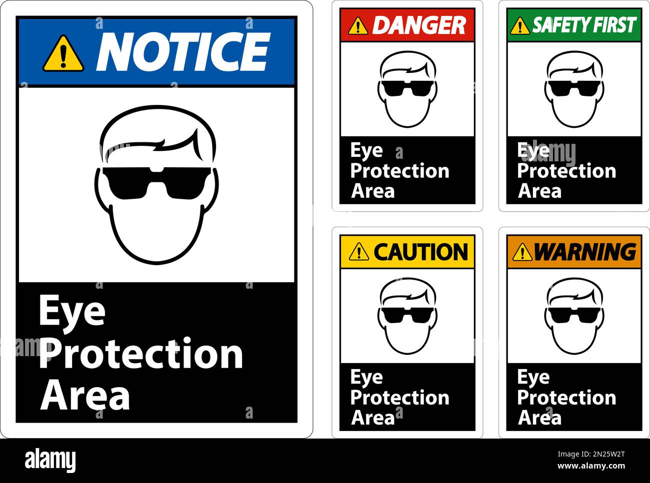 Caution Eye Protection Area Symbol Sign On White Background Stock ...