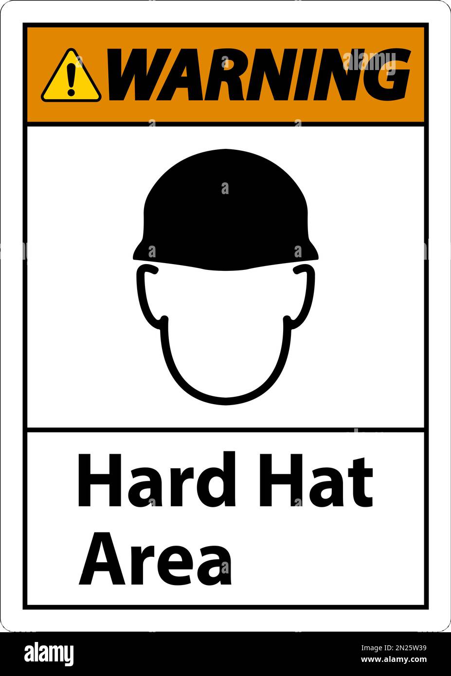 Warning Hard Hat Protection Required Area Sign On White Background ...