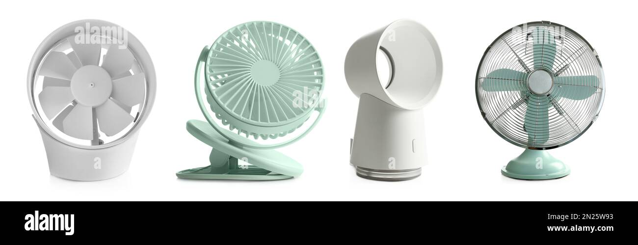 Set of different fans on white background, banner design Stock Photo ...