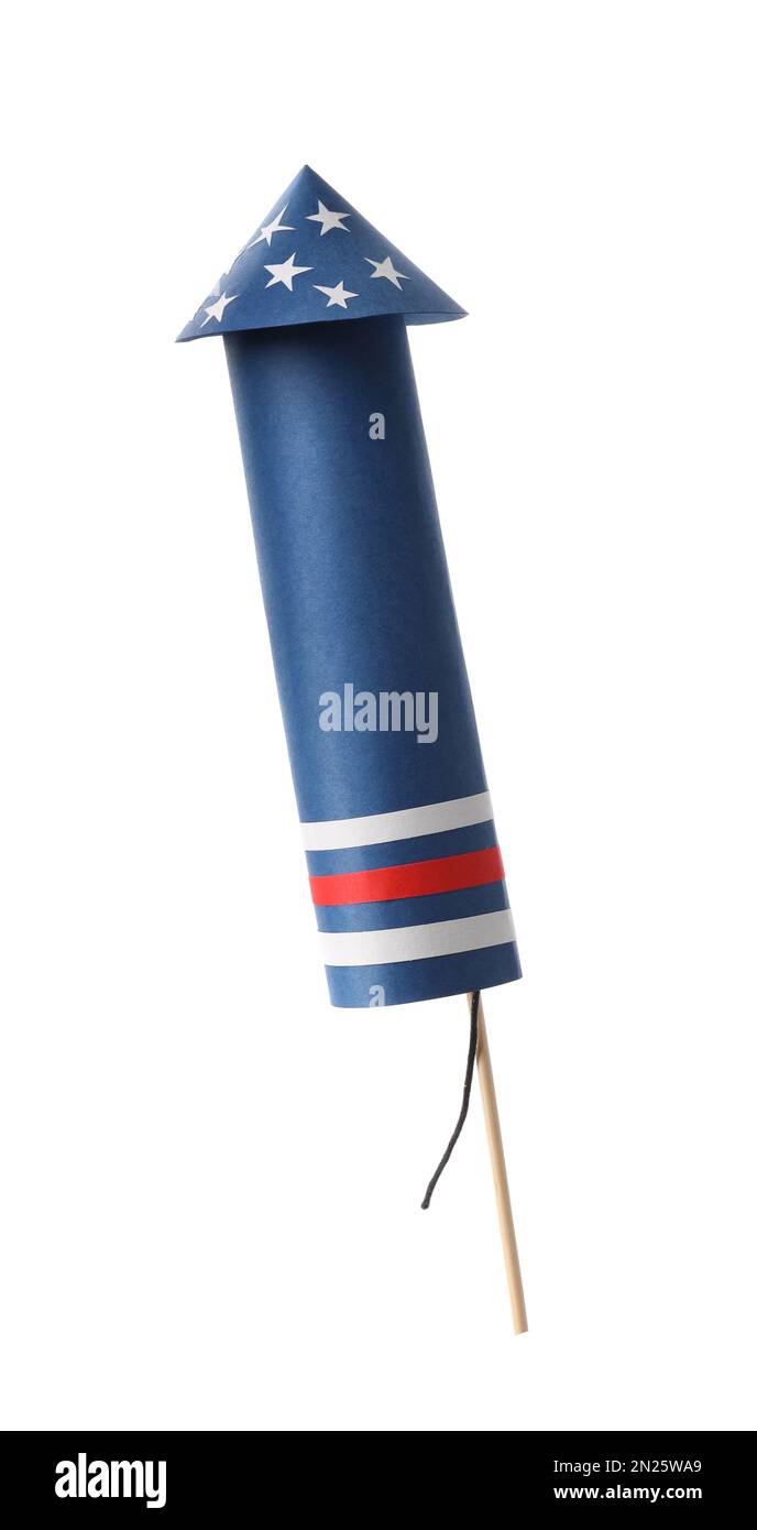 Firework rocket on white background. Festive decor Stock Photo - Alamy