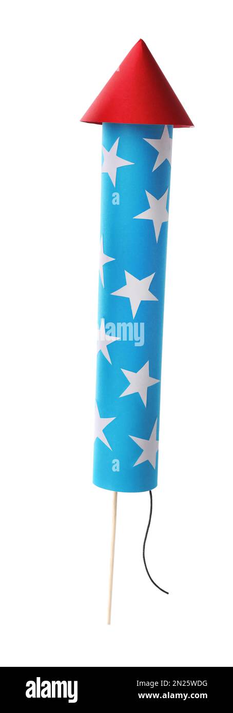 Firework rocket on white background. Festive decor Stock Photo - Alamy