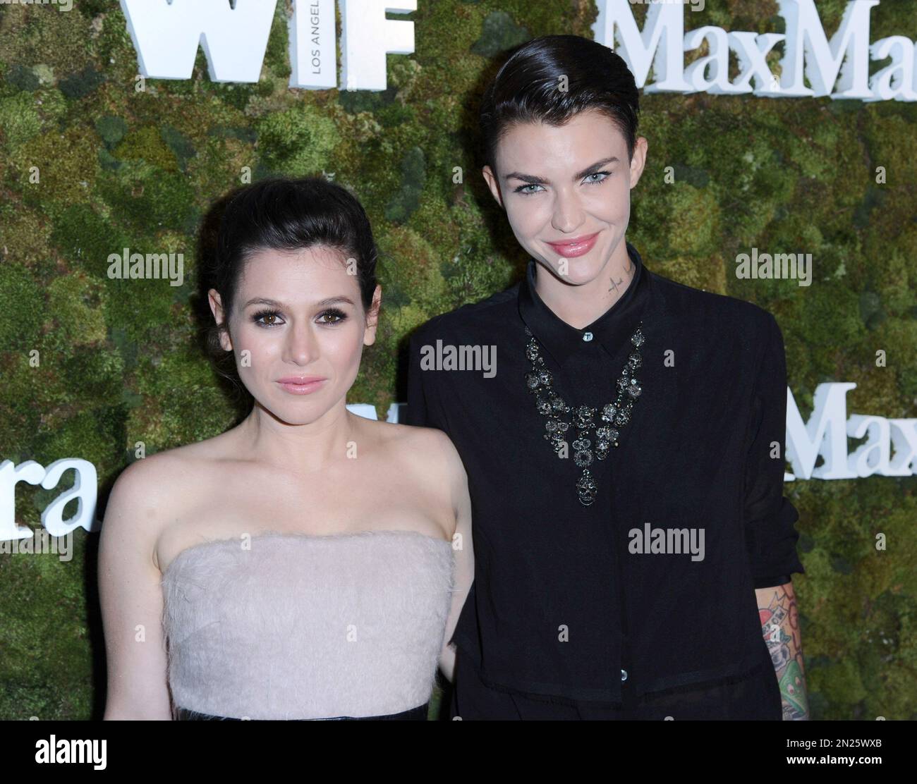 Yael Stone, left, and Ruby Rose arrive at a cocktail reception honoring ...