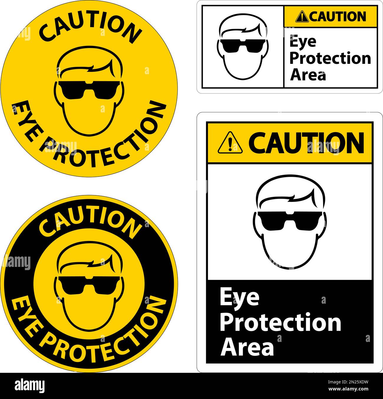 Caution Eye Protection Area Symbol Sign On White Background Stock ...