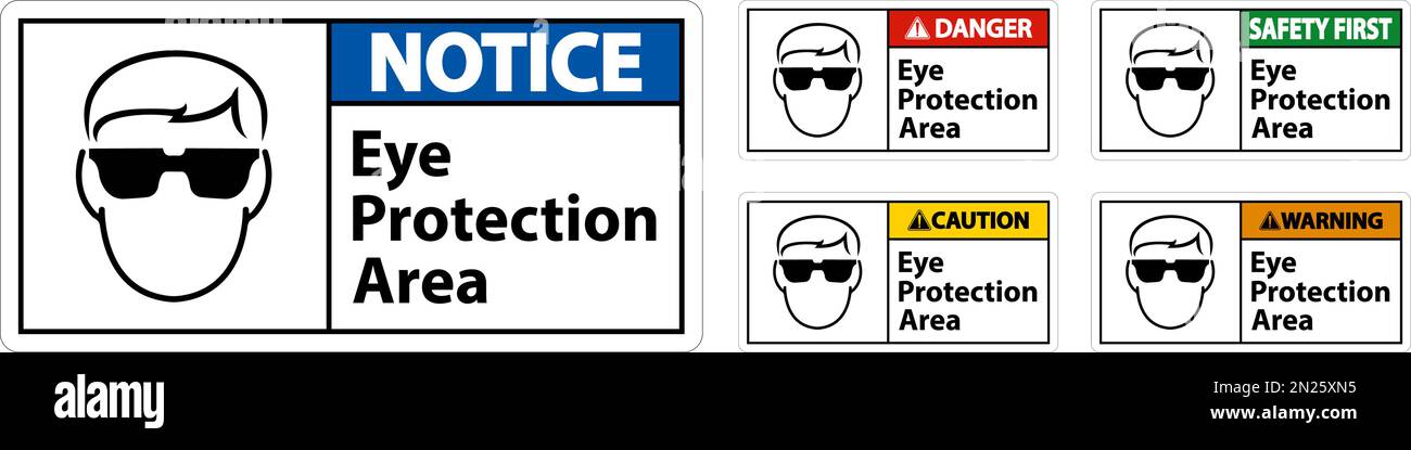 Caution Eye Protection Area Symbol Sign On White Background Stock ...