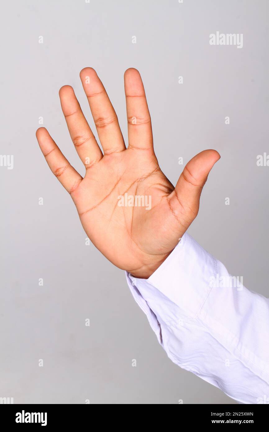 Business Man Hand shows number Five , Number Five index finger isolated ...
