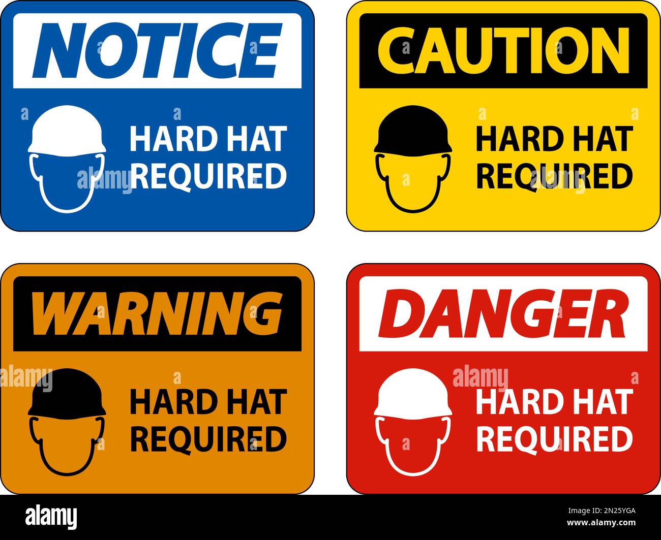Caution Hard Hat Required Sign On White Background Stock Vector Image ...
