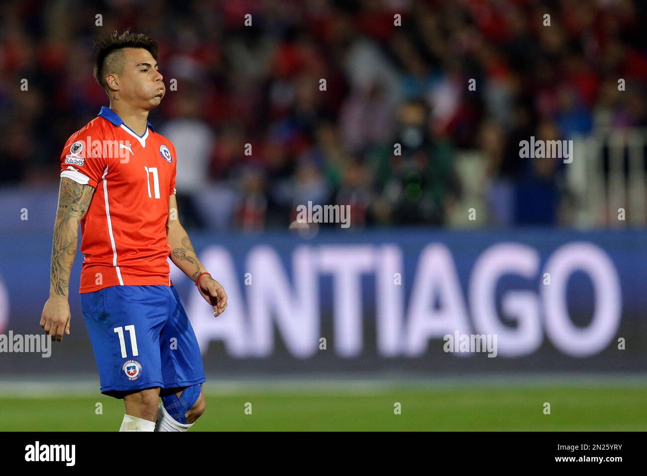 Chile's Eduardo Vargas reacts during a Copa America Group A soccer ...