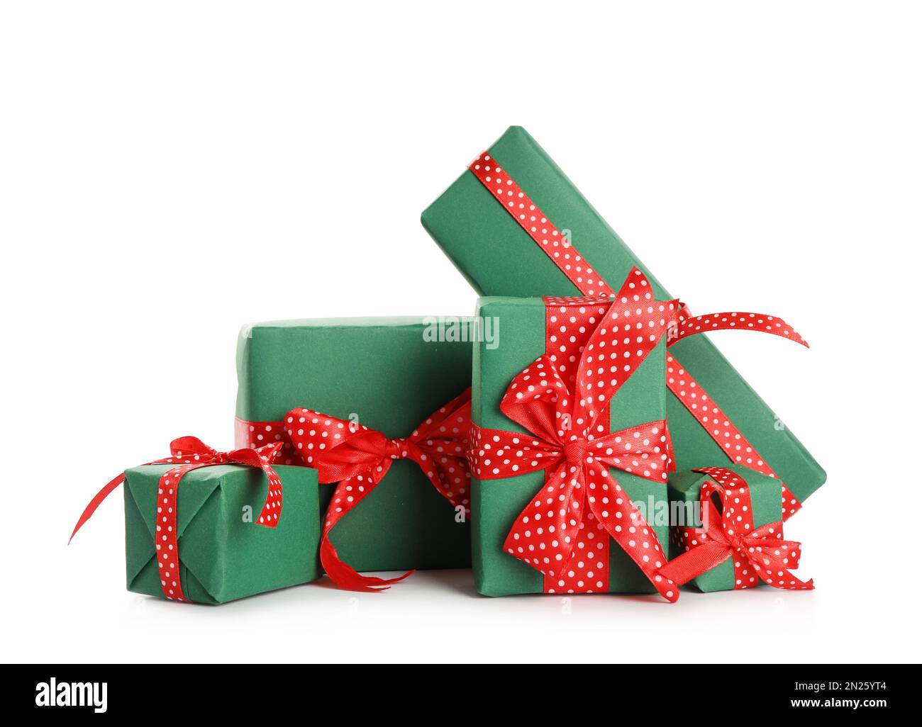 Set of Christmas gifts on white background Stock Photo - Alamy