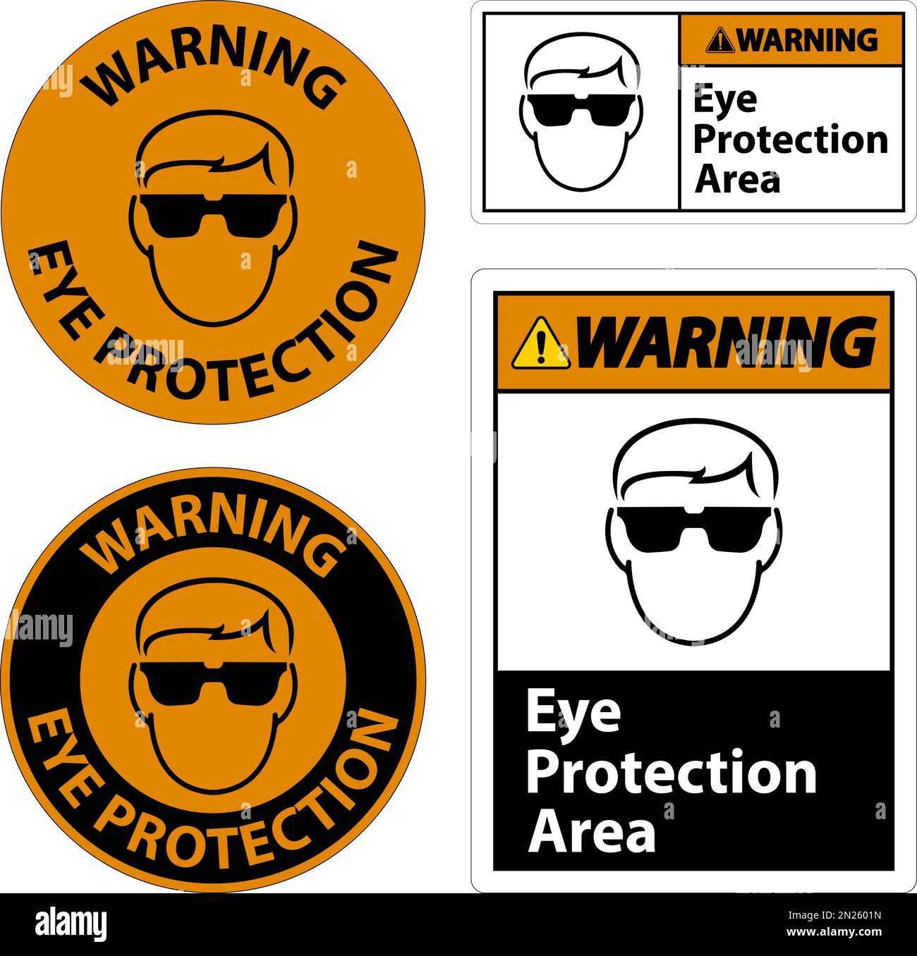 Warning Eye Protection Area Symbol Sign On White Background Stock ...