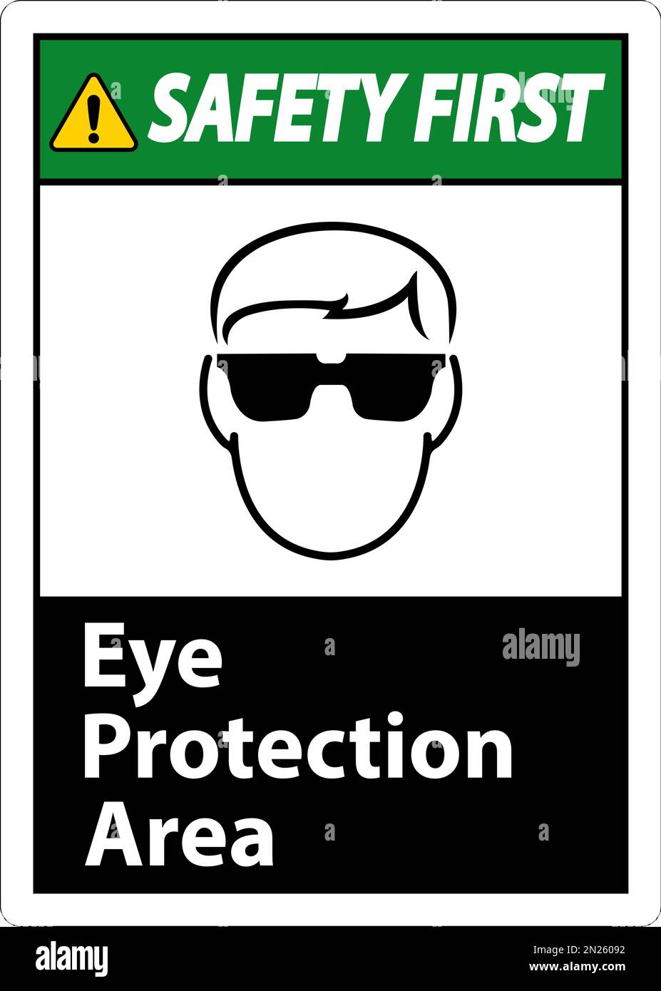 Safety First Eye Protection Area Symbol Sign On White Background Stock ...