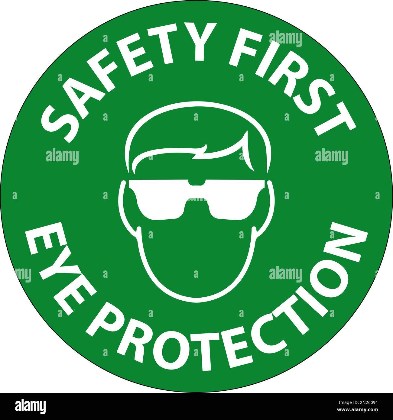 Safety First Eye Protection Area Symbol Sign On White Background Stock ...