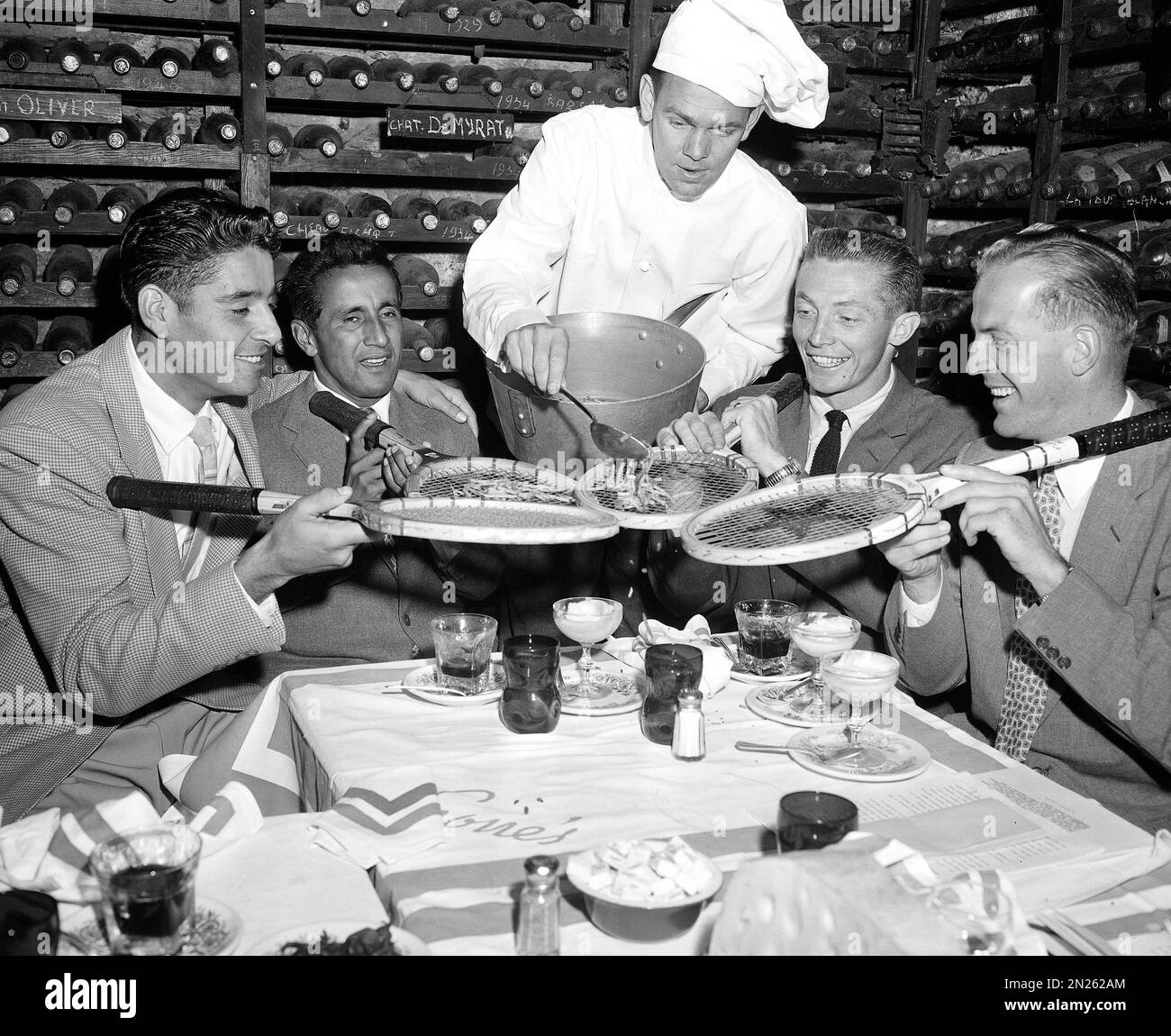 Promoter Jack Kramer does the serving and his pro tennis stars show ...