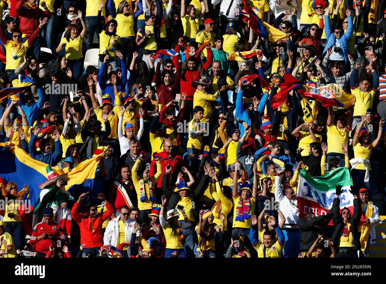 Colombia's fans cheer before the start of a Copa America Group C soccer ...