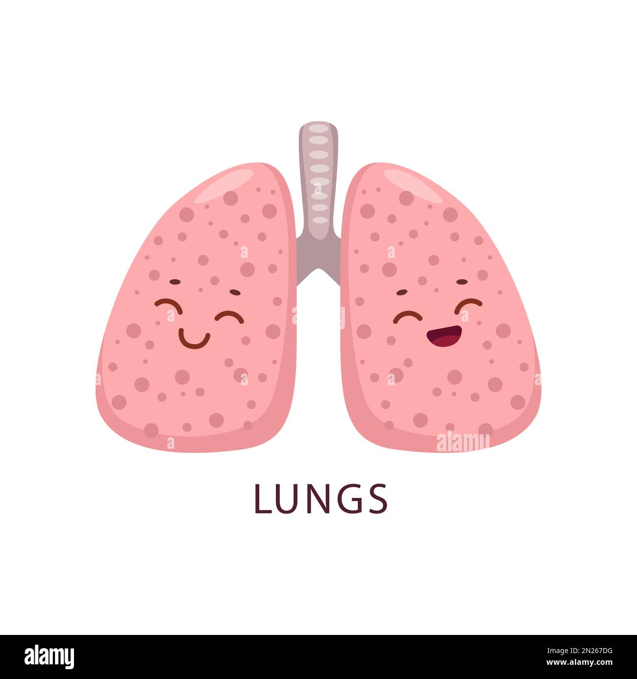 Cartoon lungs human body organ character, vector respiratory system ...
