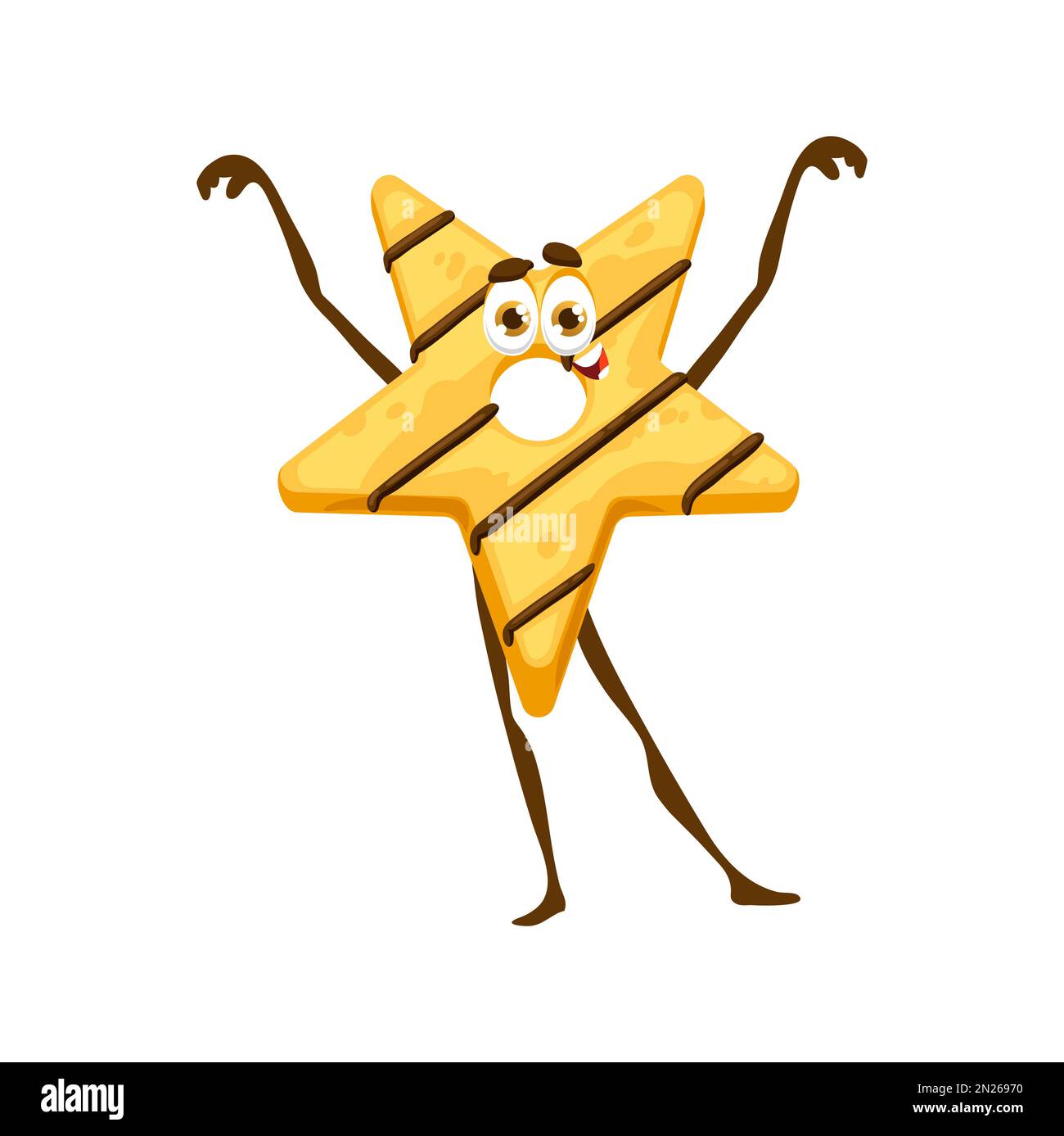 Cookie star cartoon character, vector shortbread dessert. Fresh bakery ...