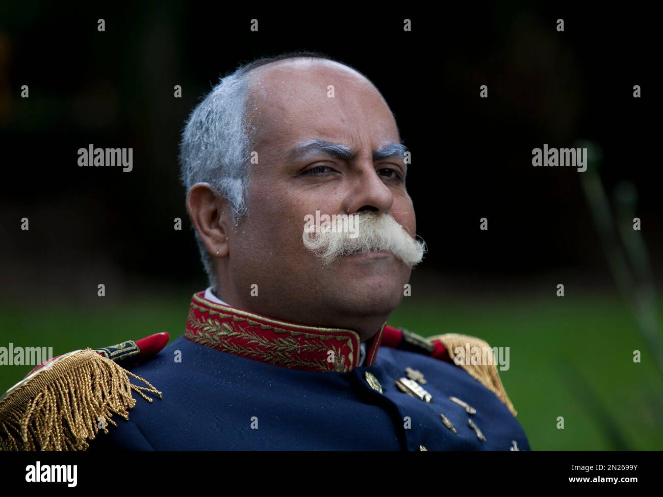 Mexican actor Juan Nuñez, dressed for his part as former Mexican ...