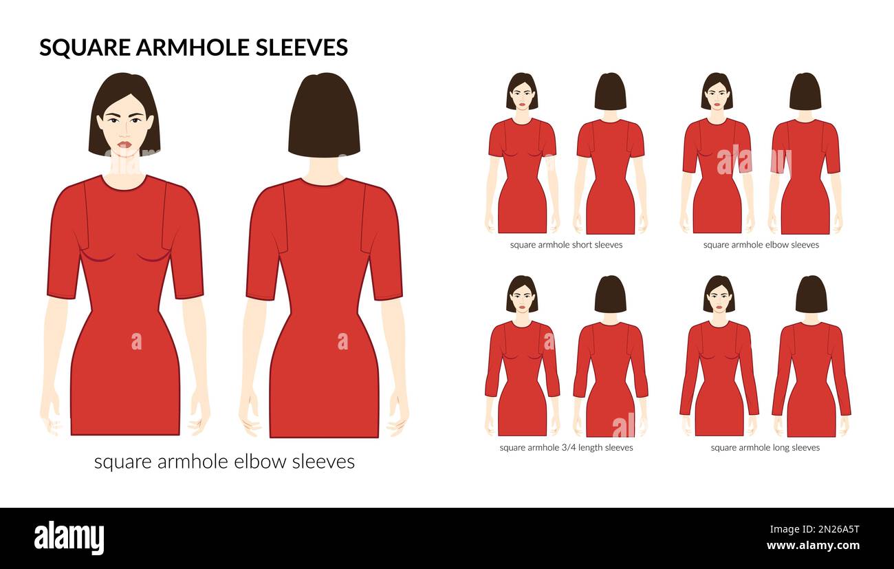 Set of Square armhole sleeves clothes - long, short, 3-4, elbow length ...