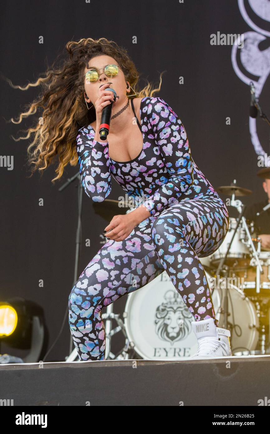 Singer Ella Eyre performs at the Isle of Wight Festival on Saturday ...
