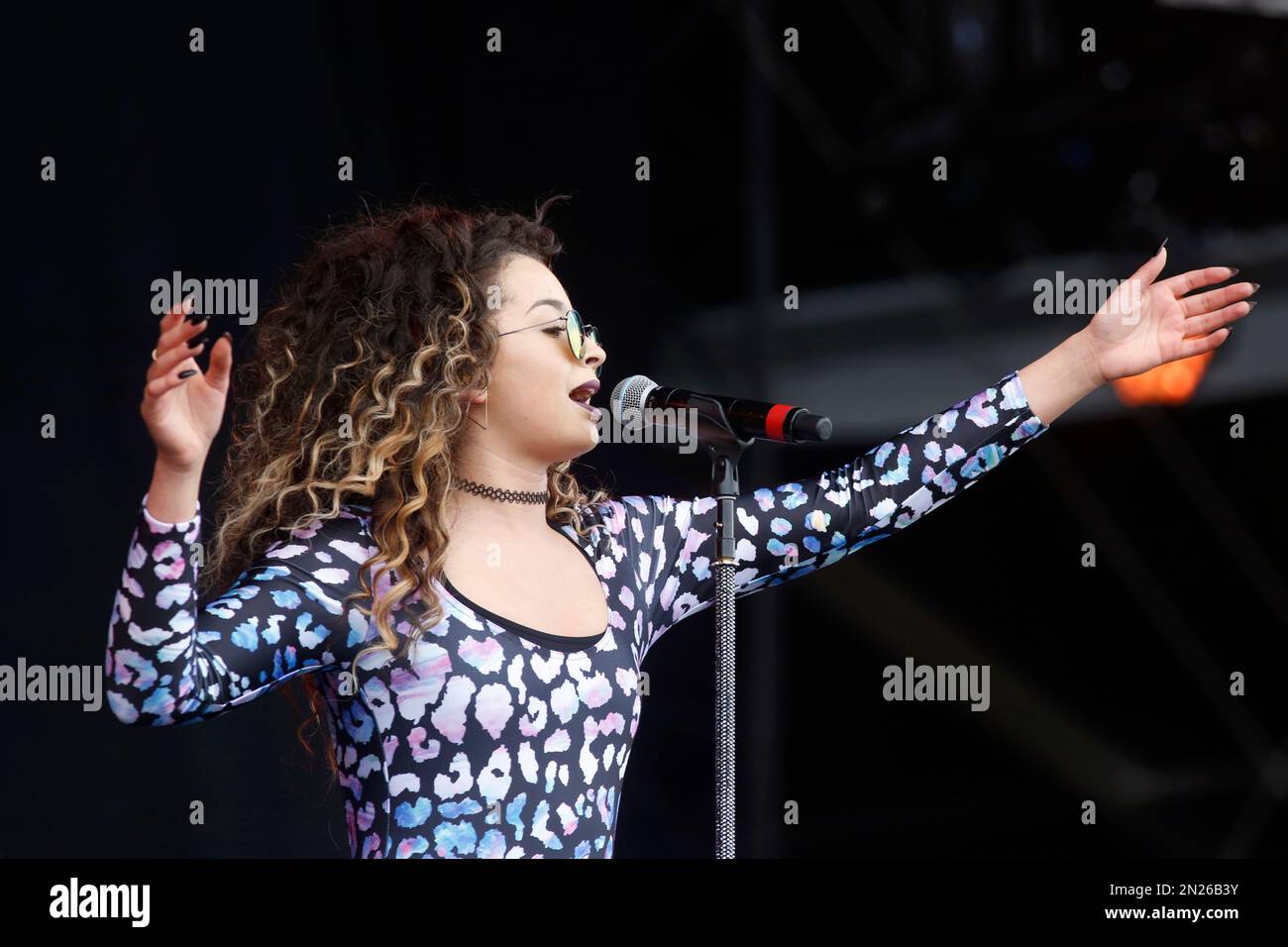 Singer Ella Eyre performs at the Isle of Wight Festival on Saturday ...