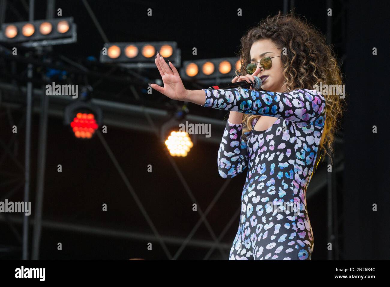 Singer Ella Eyre performs at the Isle of Wight Festival on Saturday ...