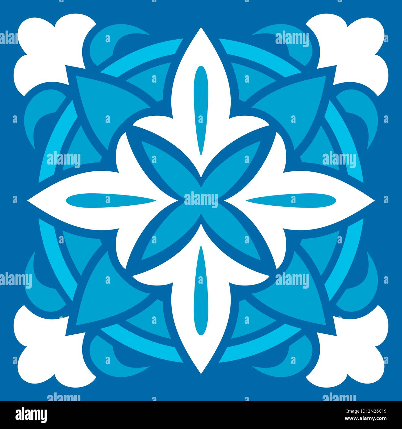 Portuguese floor tiles azulejo, mosaic with floral pattern. Vector ...