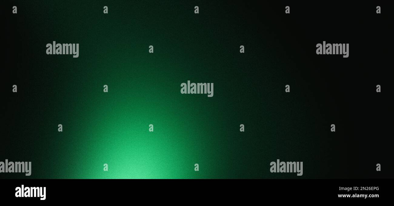 Dark green color gradient grainy background, illuminated spot on black ...