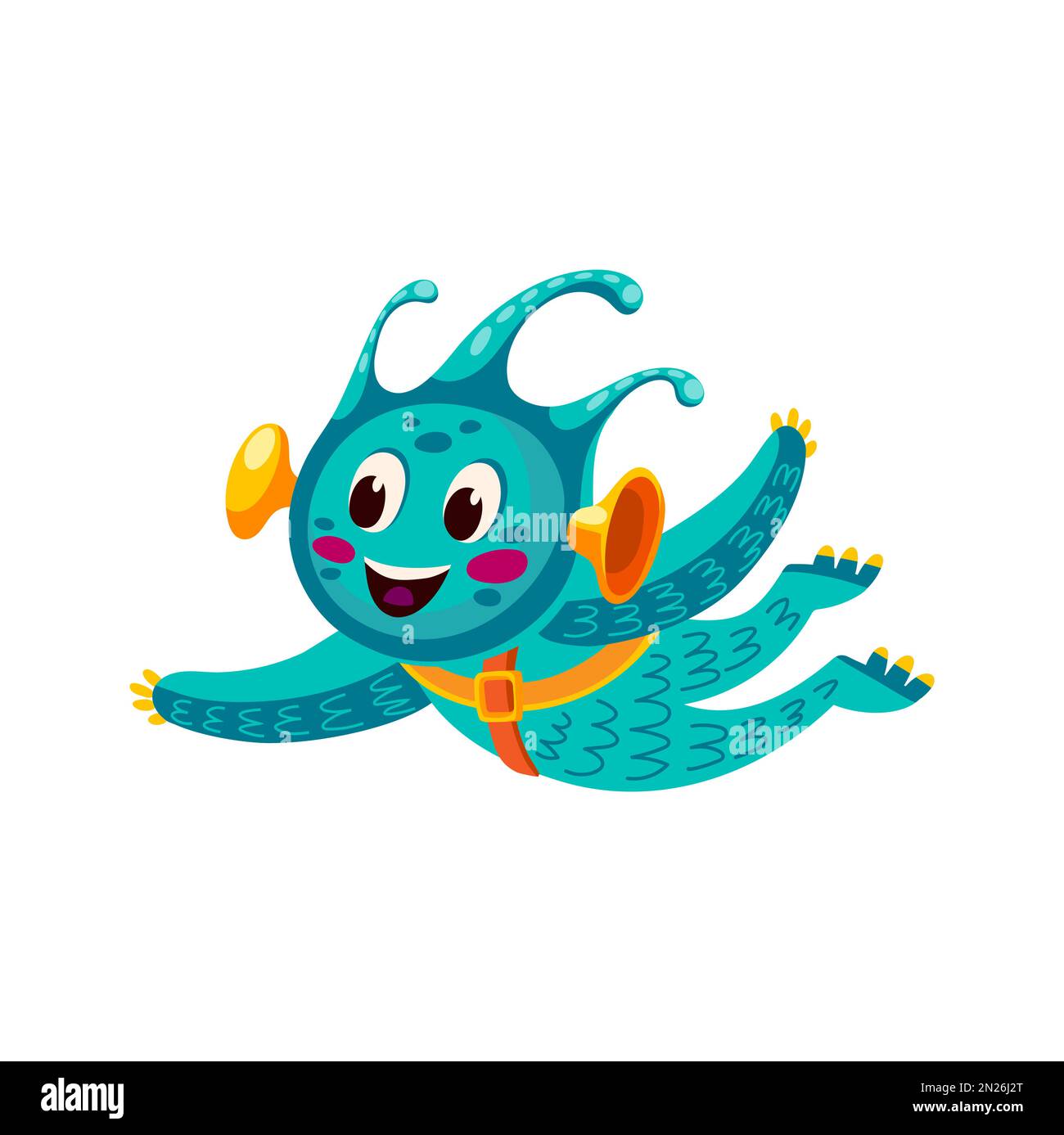 Cartoon kids alien character isolated cosmo being. Green alien sapient ...
