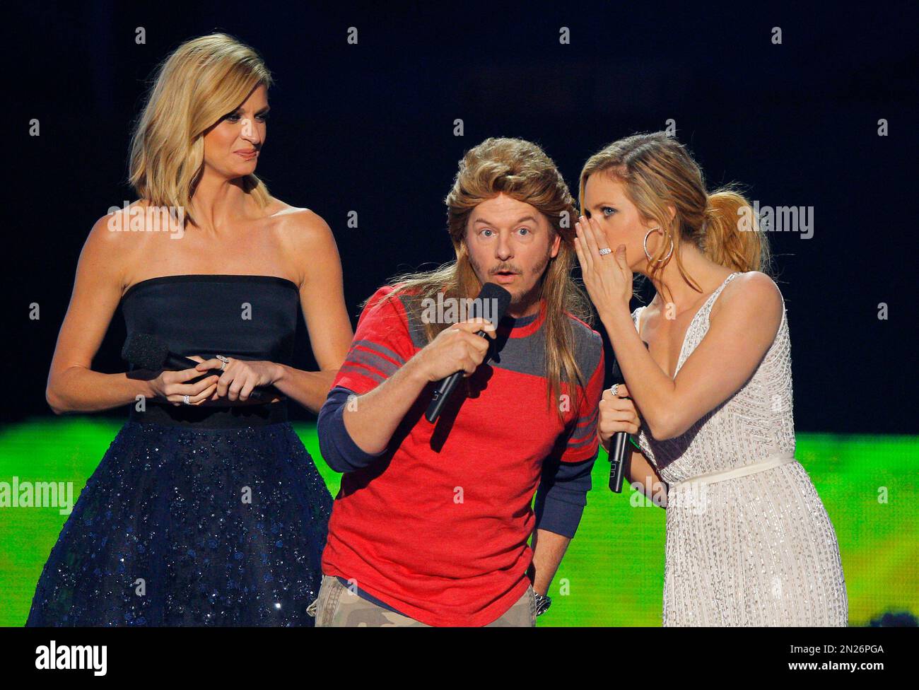 Erin Andrews, from left, David Spade, as movie character Joe Dirt, and ...