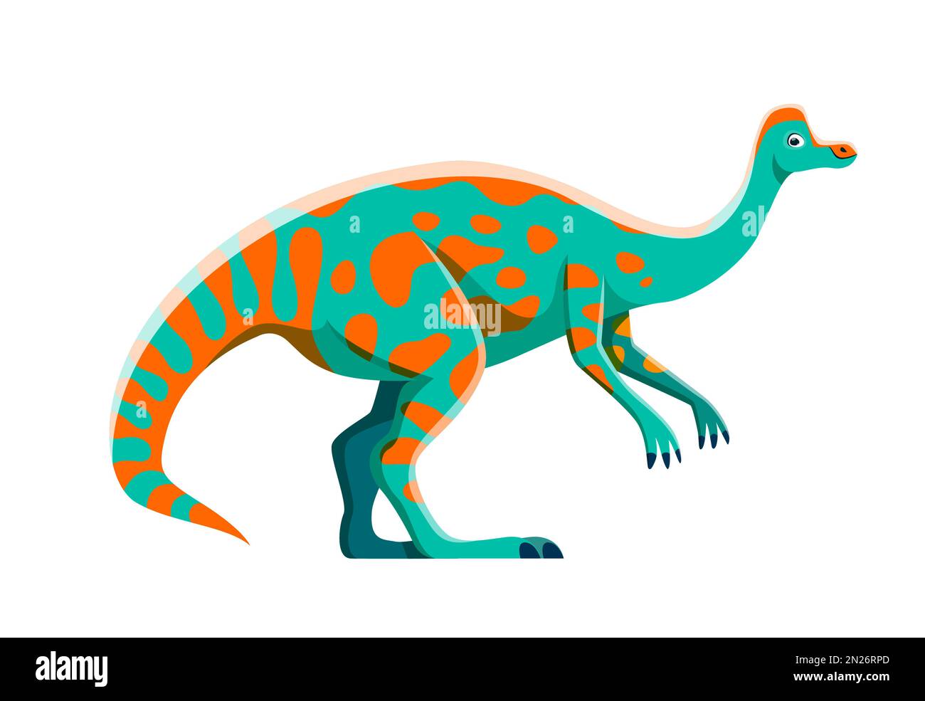Cartoon Jaxartosaurus dinosaur character. Prehistoric spotted reptile ...