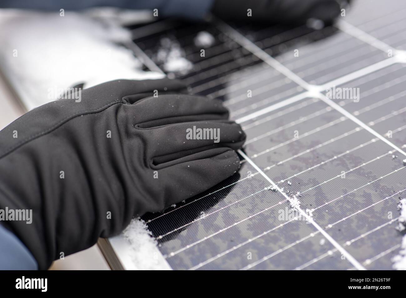 Solar panel in winter time. Getting electricity with solar panels in ...