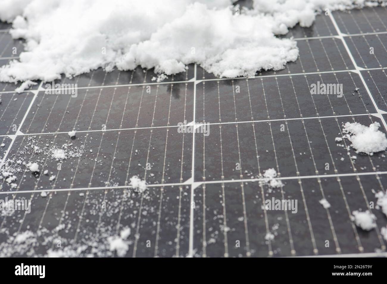 renewable energy in winter time. Solar energy panel in winter time ...