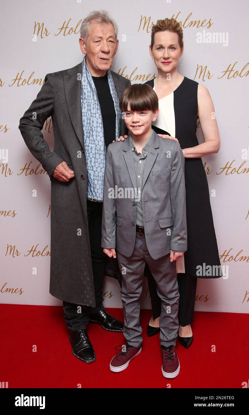 Sir Ian McKellen, Laura Linney and Milo Parker pose for photographers ...