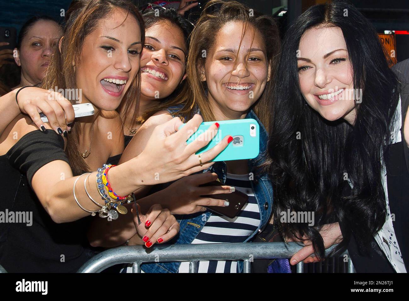 Laura Prepon, right, poses with fans at the "Orange is the New Black ...