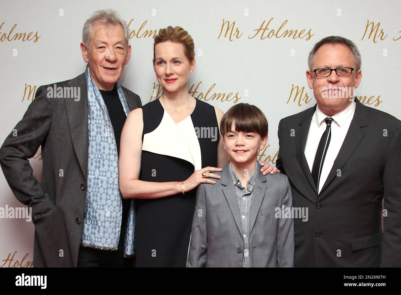 Sir Ian McKellen, Laura Linney, Milo Parker and director Bill Condon ...