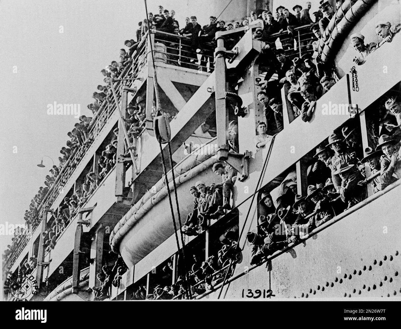 In this photo provided by the U.S. Army Signal Corps, the SS Leviathan ...