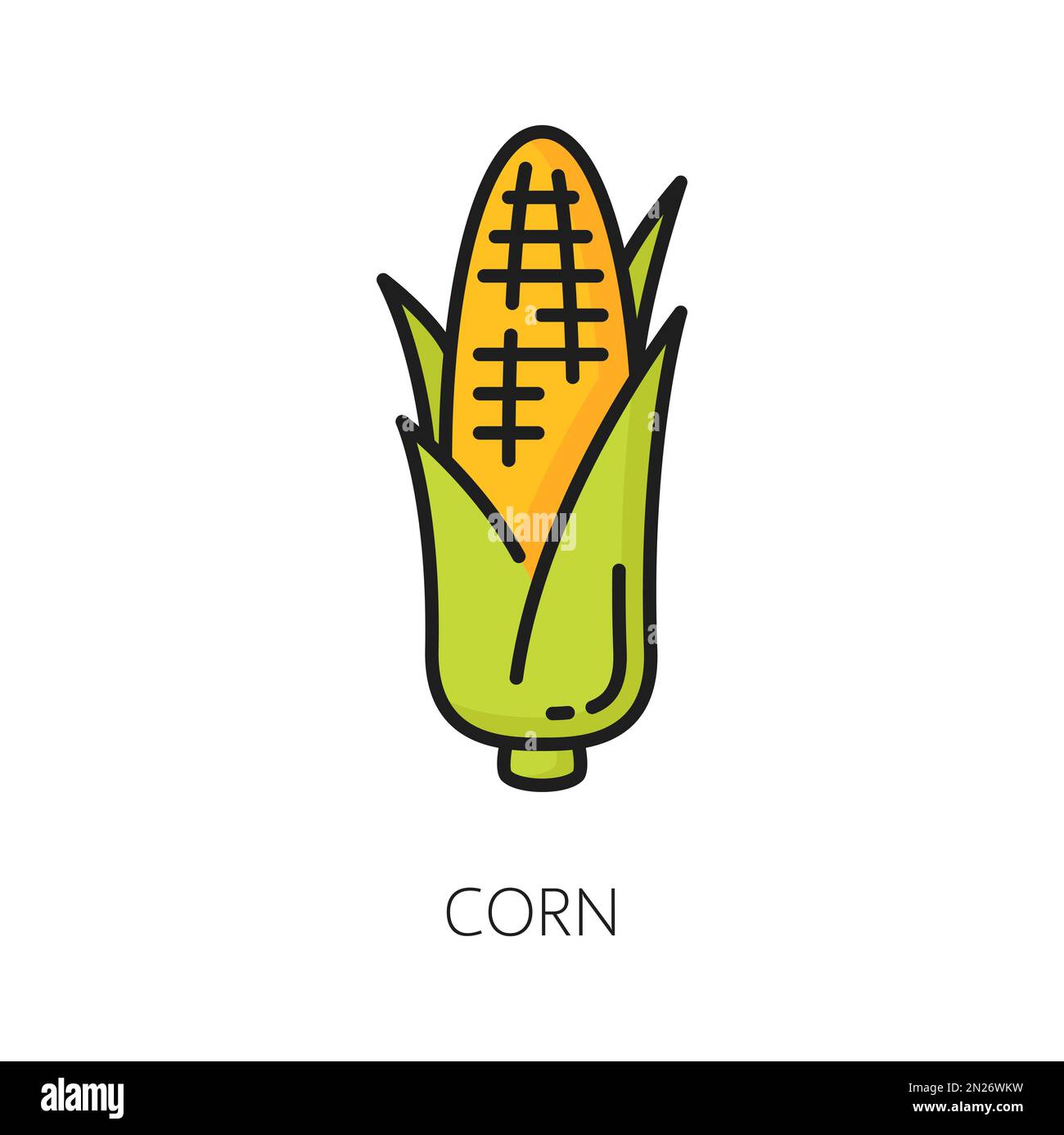 Corn cob yellow maize with leaves color line icon, symbol of Argentina ...
