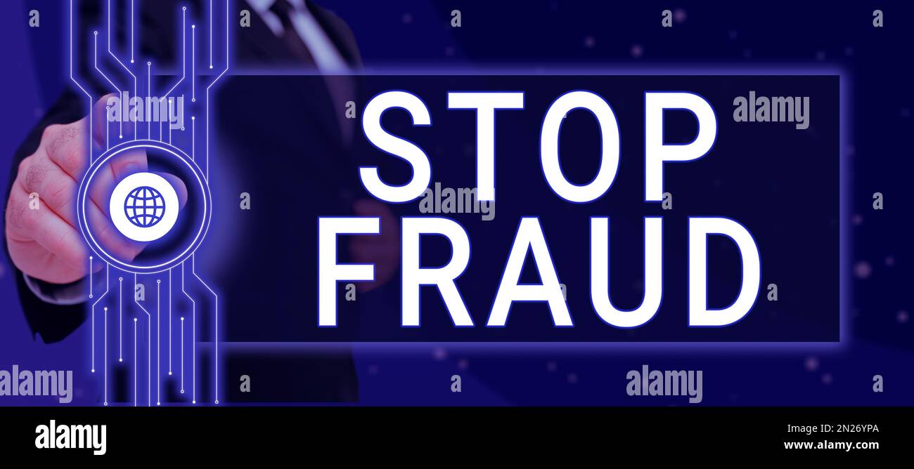 Writing displaying text Stop Fraud. Business overview campaign advices ...