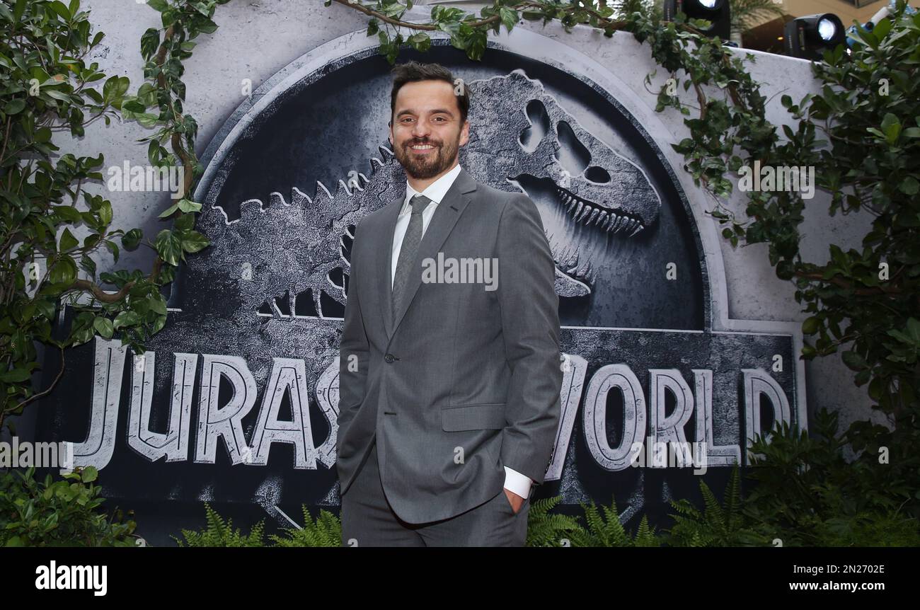 Jake Johnson arrives at the Los Angeles premiere of "Jurassic World" at ...
