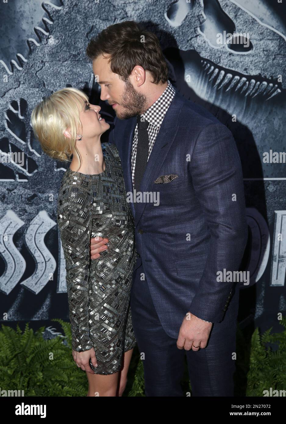 Anna Faris, left, and Chris Pratt arrive at the Los Angeles premiere of ...
